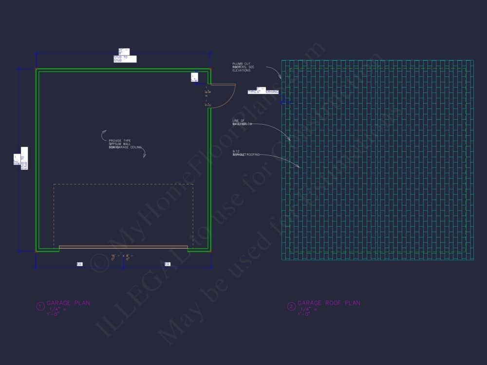Garage & Workshop House Plan with CAD Blueprints and Designs