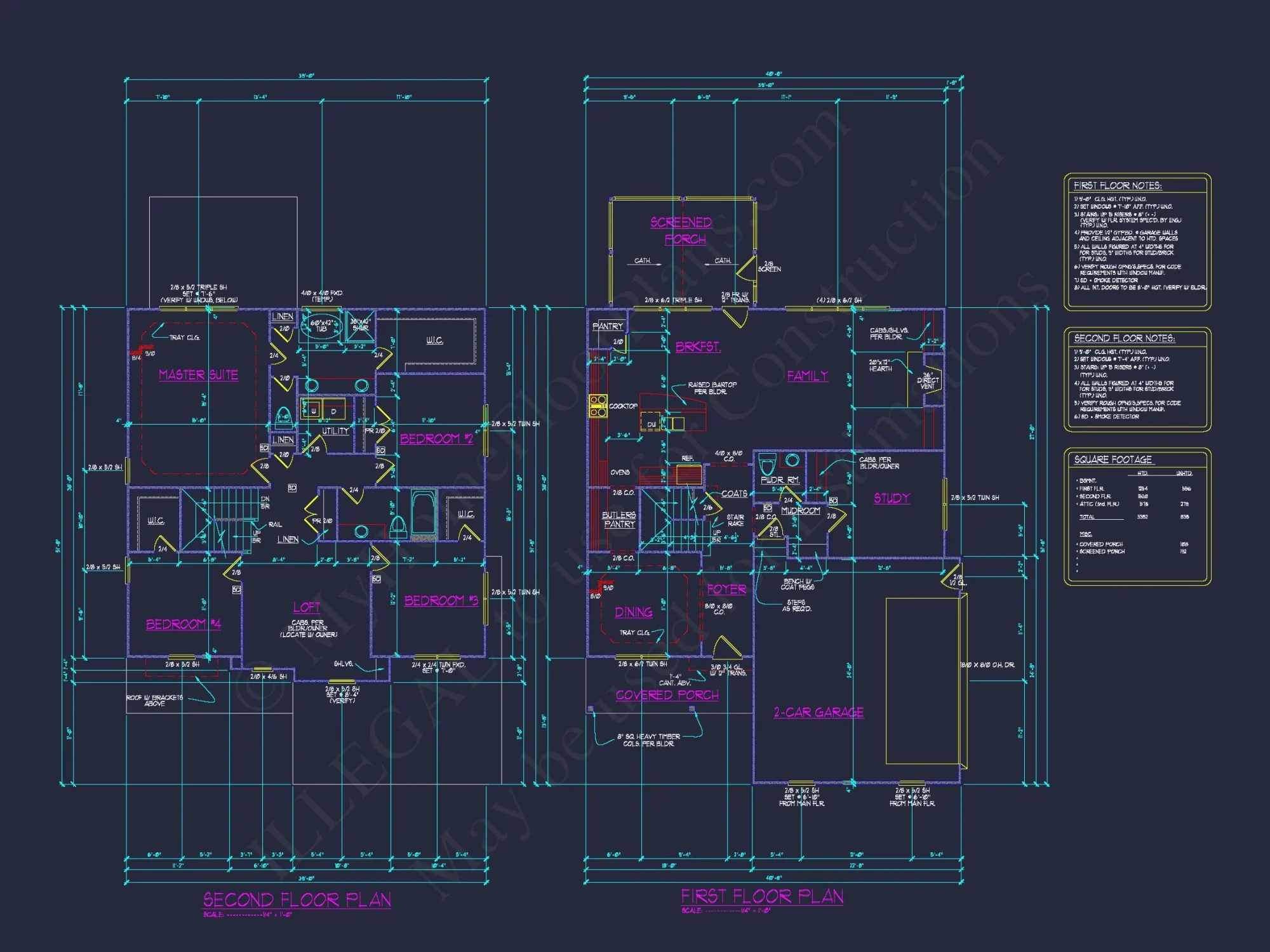 Classic House Floor Plan and Architectural Blueprint Designs