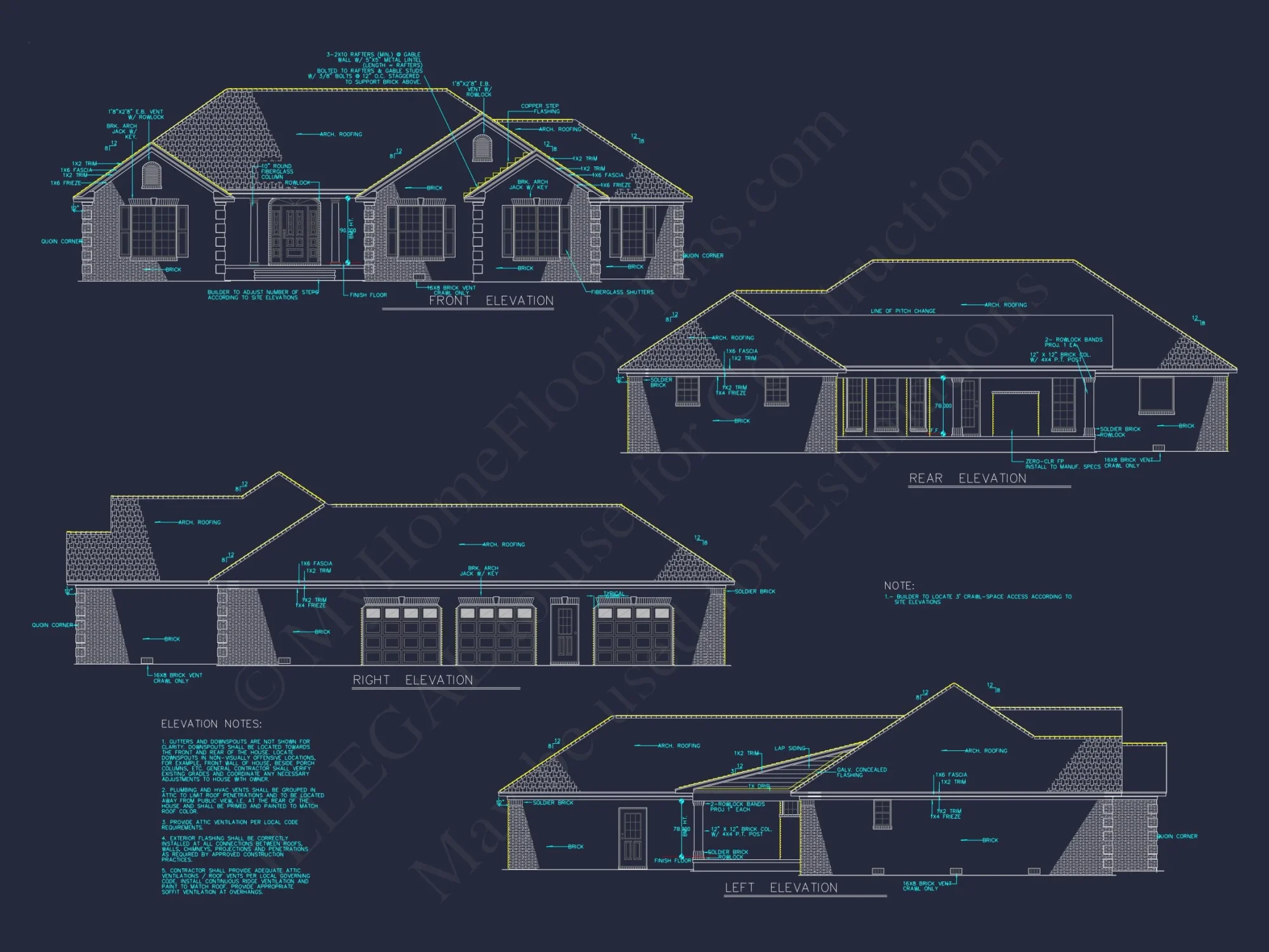 Traditional Ranch Home Plan - 3-Bed, 2-Bath, 2,250 SF