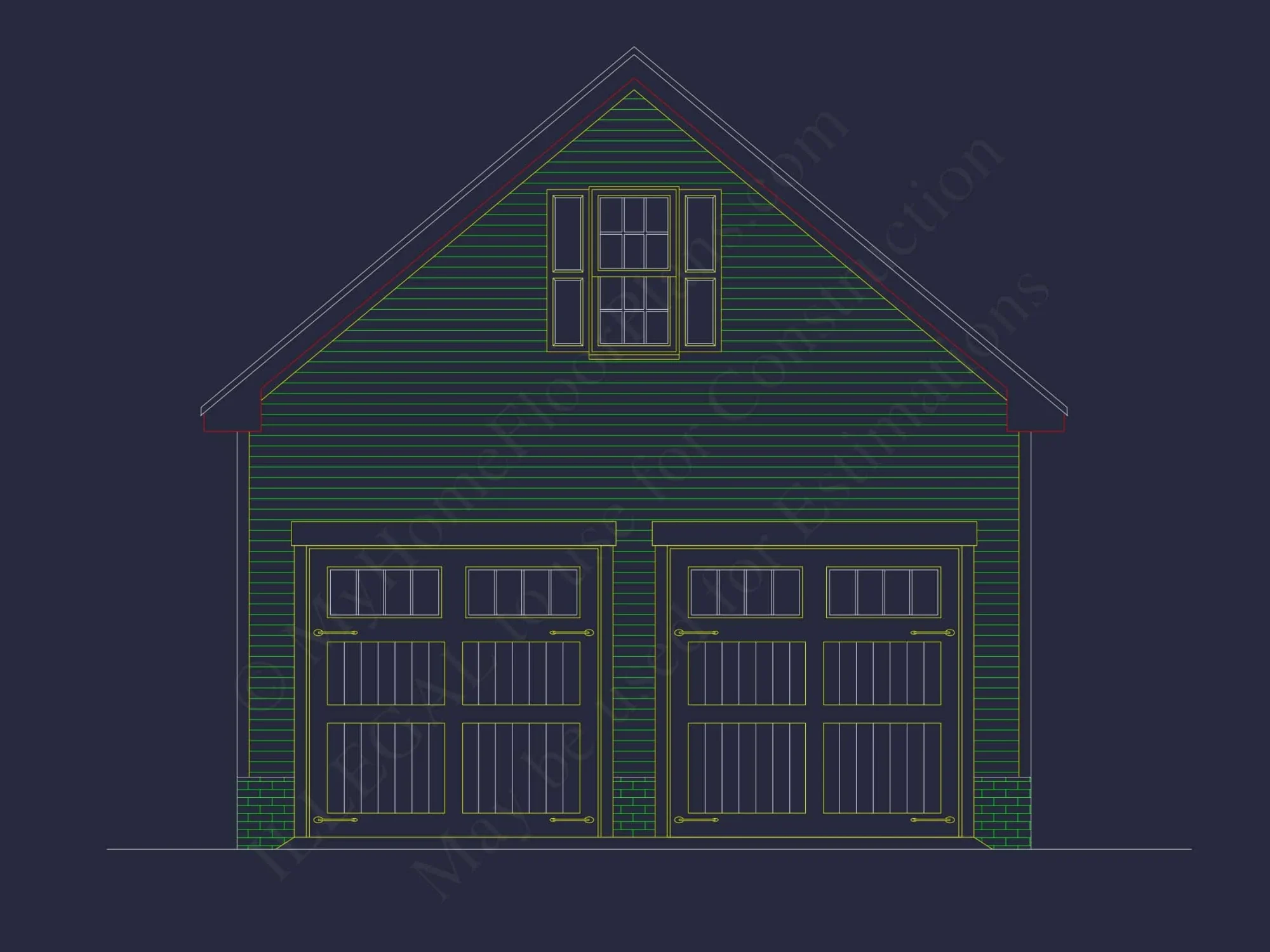 Garage House Floor Plan With CAD Blueprint & Architecture Designs